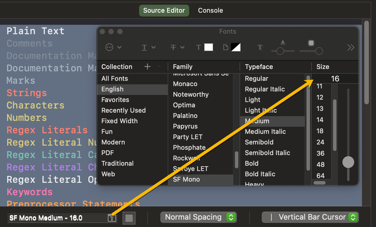 Xcode increase font size of editor - Studyraft