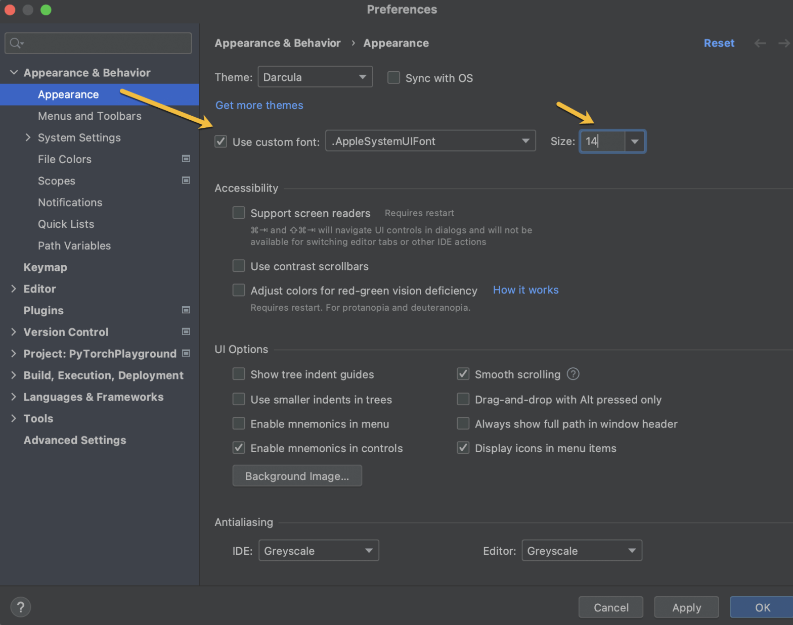 PyCharm How to increase the font size of Project explorer - Studyraft
